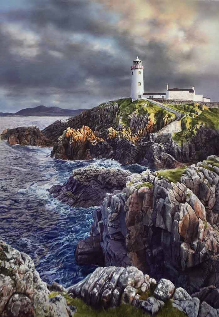 Fanad lighthouse, Donegal, watercolour painting - Trendy Art Ideas