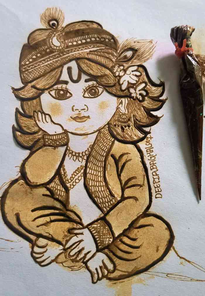 Krishna Mehndi Drawing: Artistic and Devotional Designs - Trendy Art Ideas
