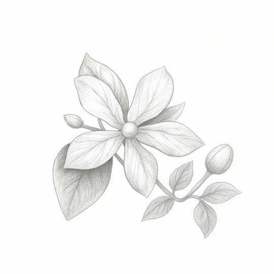 Realistic Jasmine Flower Drawing Made Easy Step by Step - Trendy Art Ideas