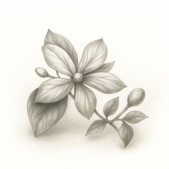 Realistic Jasmine Flower Drawing Made Easy Step by Step - Trendy Art Ideas