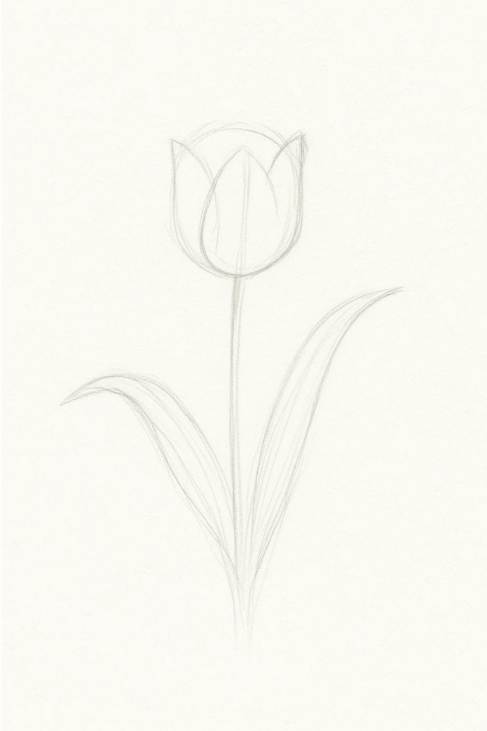 Tulip flower Drawing Simple: Pencil, Ink, and Watercolor Guide - Trendy ...