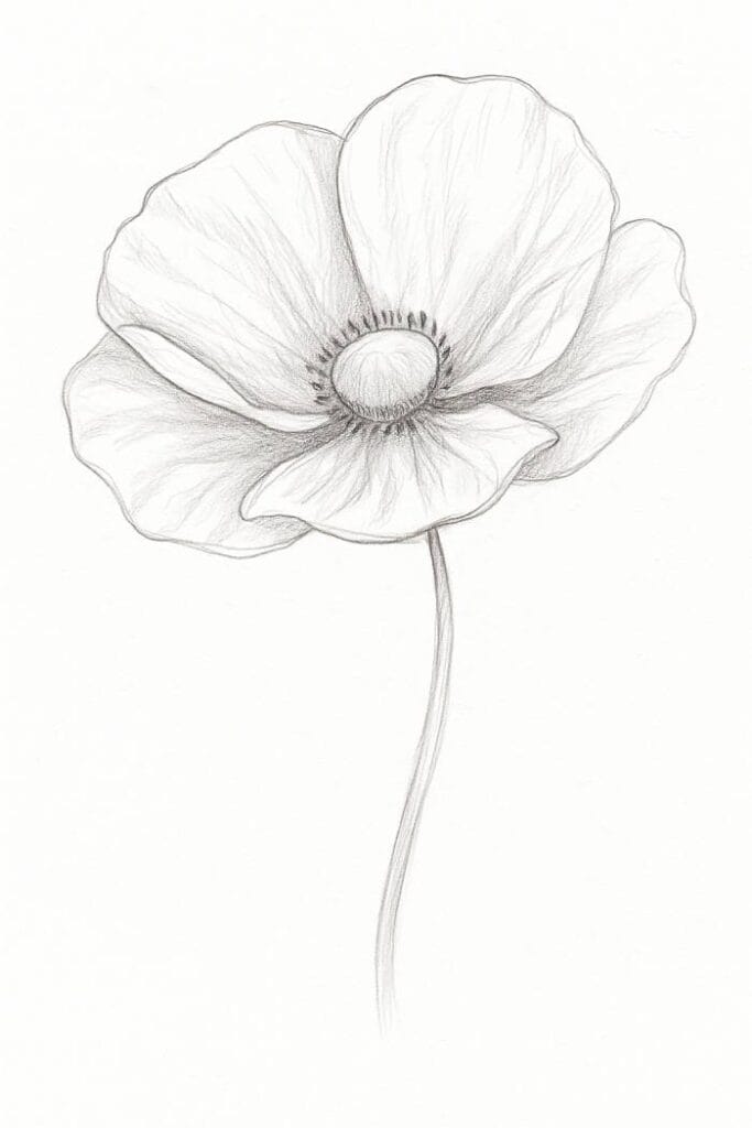Poppy Flower Drawing Tutorial: Simple Realistic Sketch Tips - Trendy ...