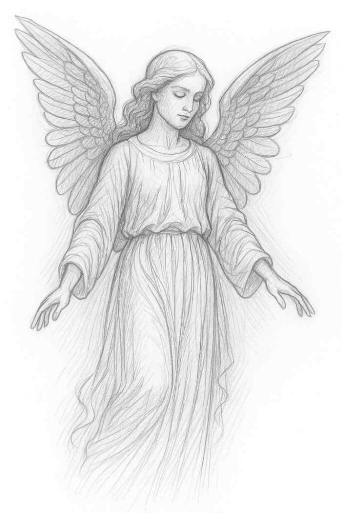 Beautiful Angel Sketch Drawing Tutorial: step-by-step for beginners ...