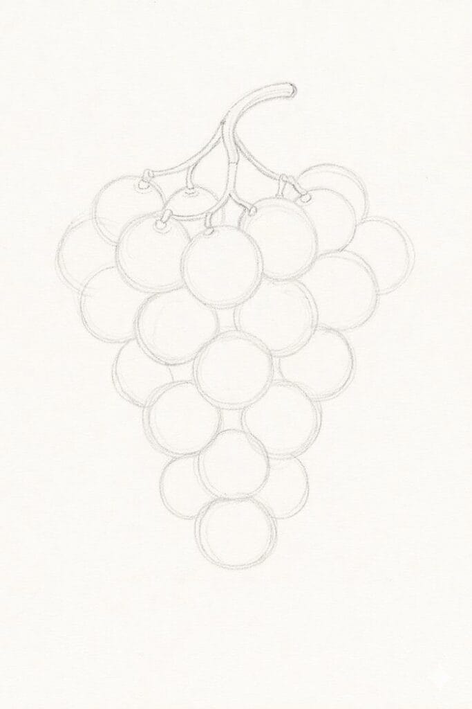 How to Draw a Bunch of Grapes for Beginners | Easy Step-by-Step ...