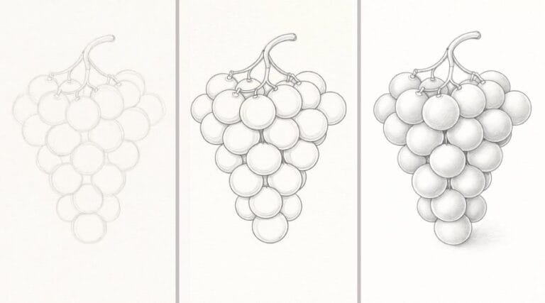 How to Draw a Bunch of Grapes for Beginners | Easy Step-by-Step ...