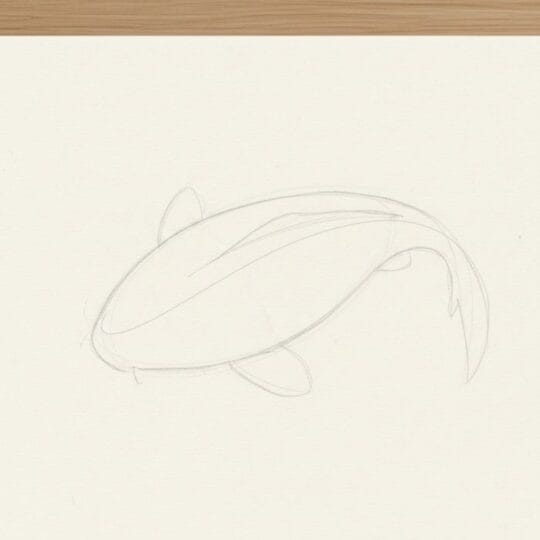 Koi Fish Sketch – Step 1: Basic Body Shape Outline - Trendy Art Ideas